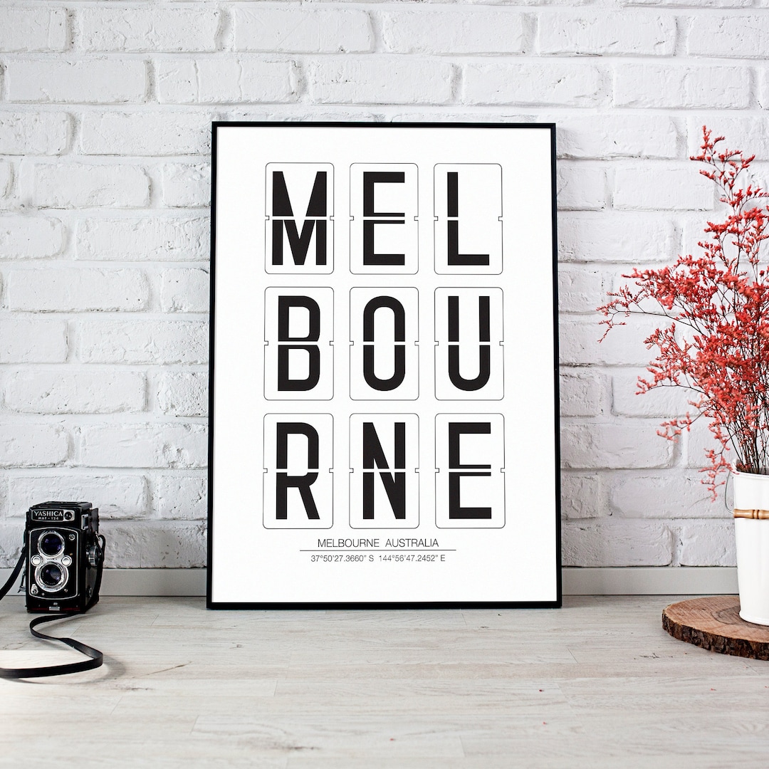 Melbourne Australia Print, Melbourne Coordinates, Australia Poster ...