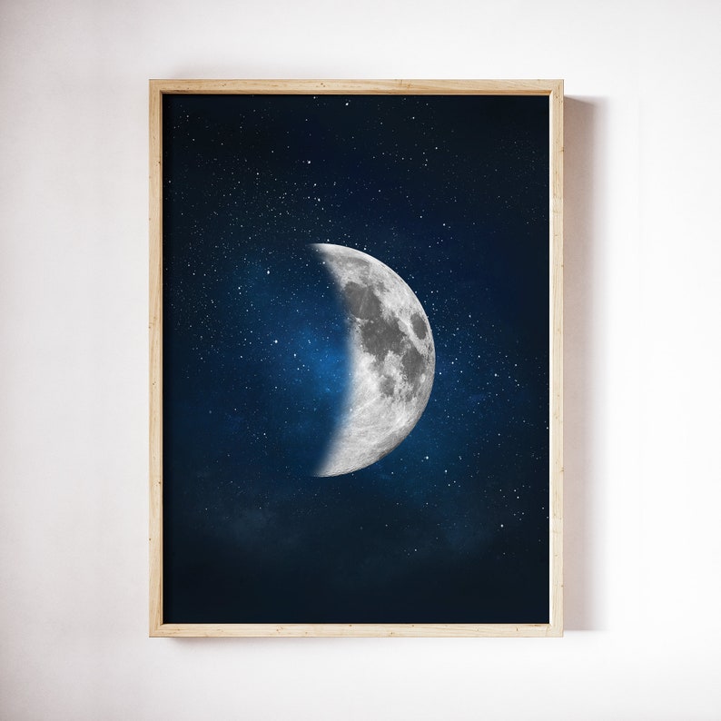 Moon Print Night Sky Starry Night Moon Wall Art Moon | Etsy