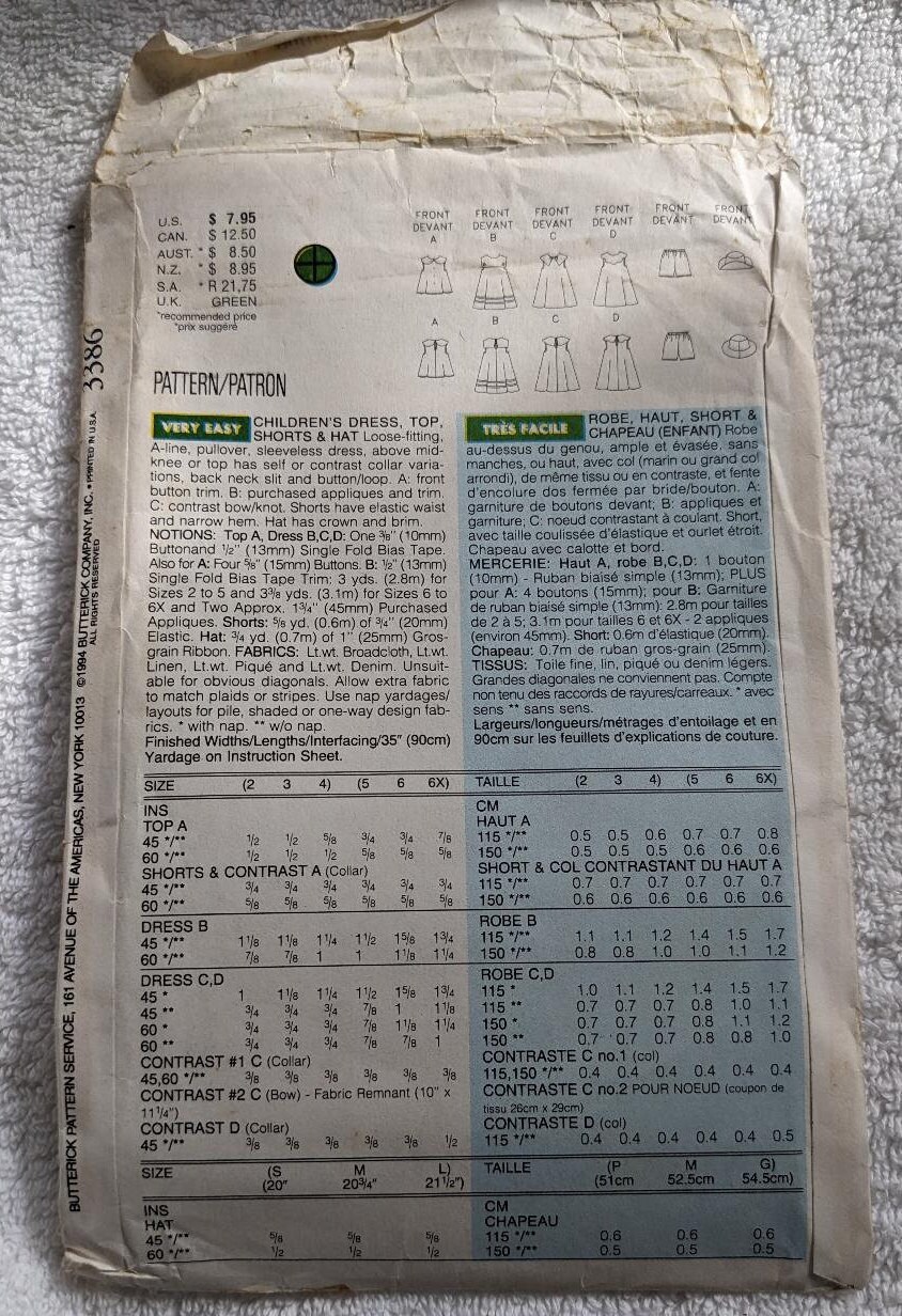 Set of 4 Vintage Children's Patterns Sizes 4-6X - Etsy