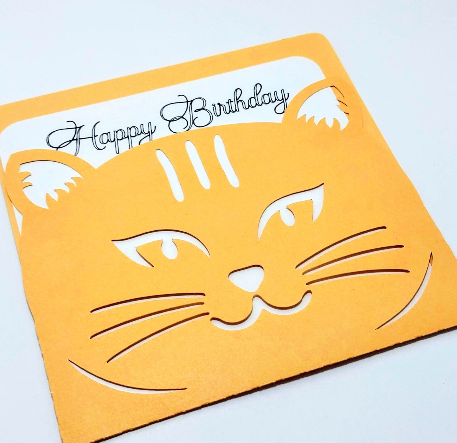 CAT CARD SVG Cat Birthday Card Svg Laser Cut Template Cricut Svg Cat ...