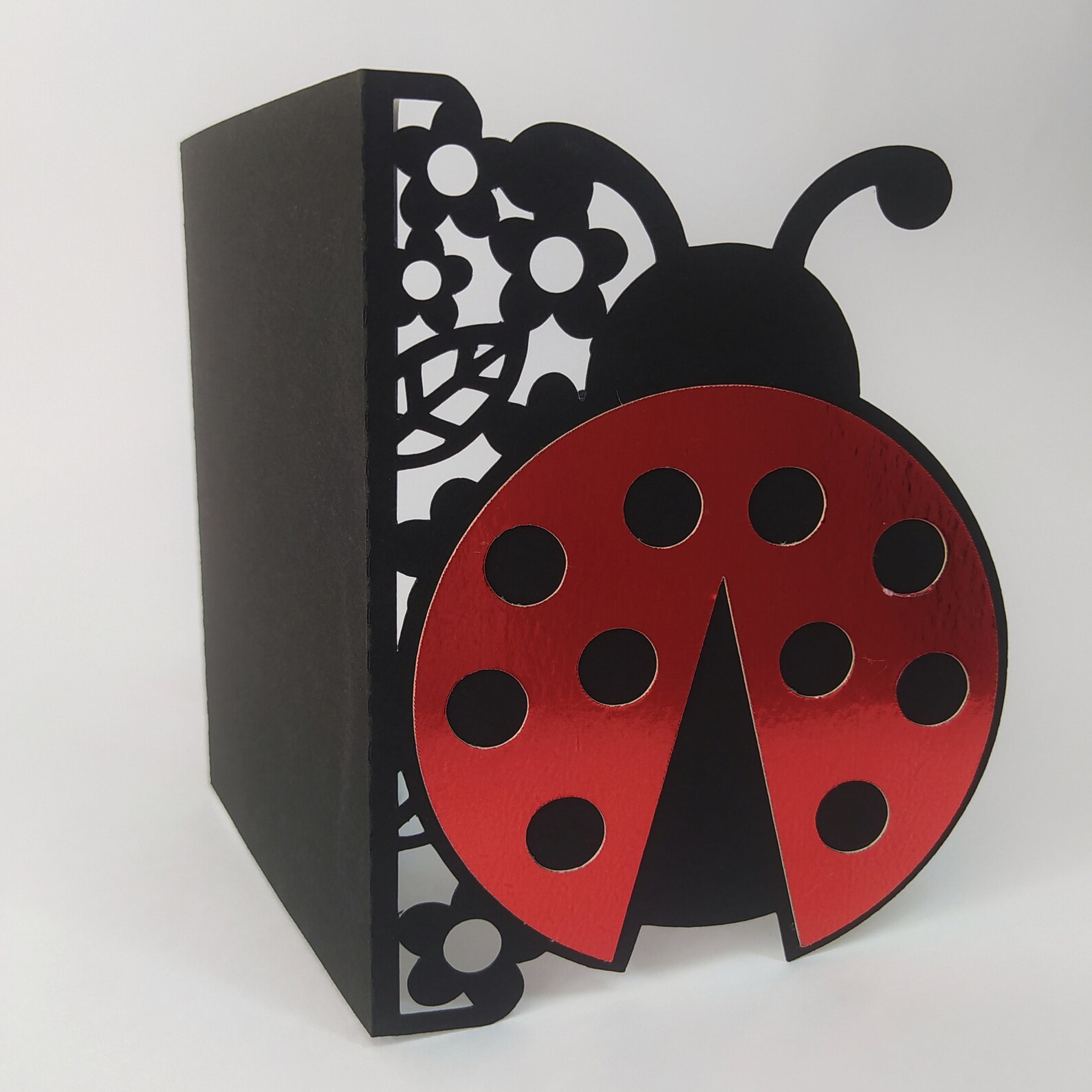 LADYBUG SVG Cut File Gate Fold Card Layered Ladybug Birthday Flower ...