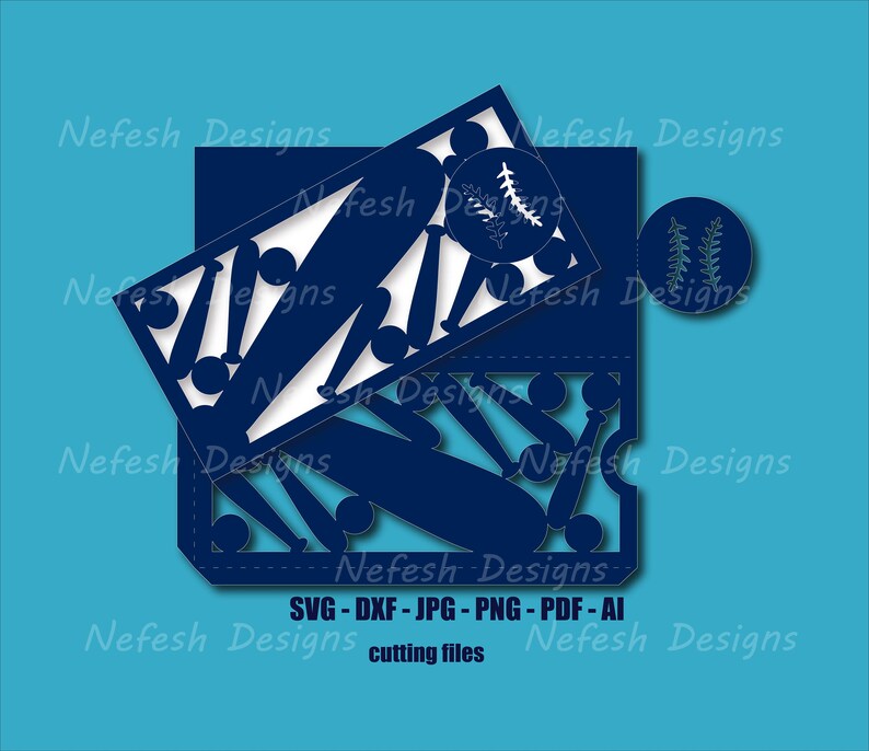 2 BASEBALL ENVELOPES SVG Laser Cut Files Baseball Birthday Invitation ...