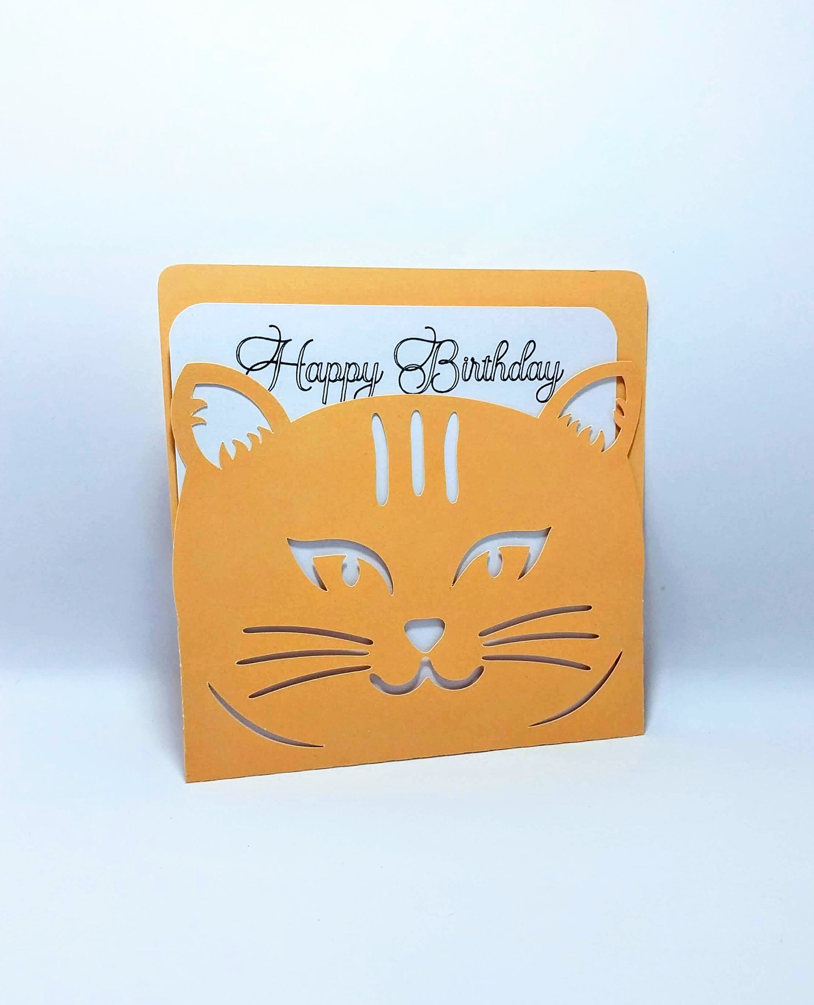 CAT CARD SVG Cat Birthday Card Svg Laser Cut Template Cricut Svg Cat ...