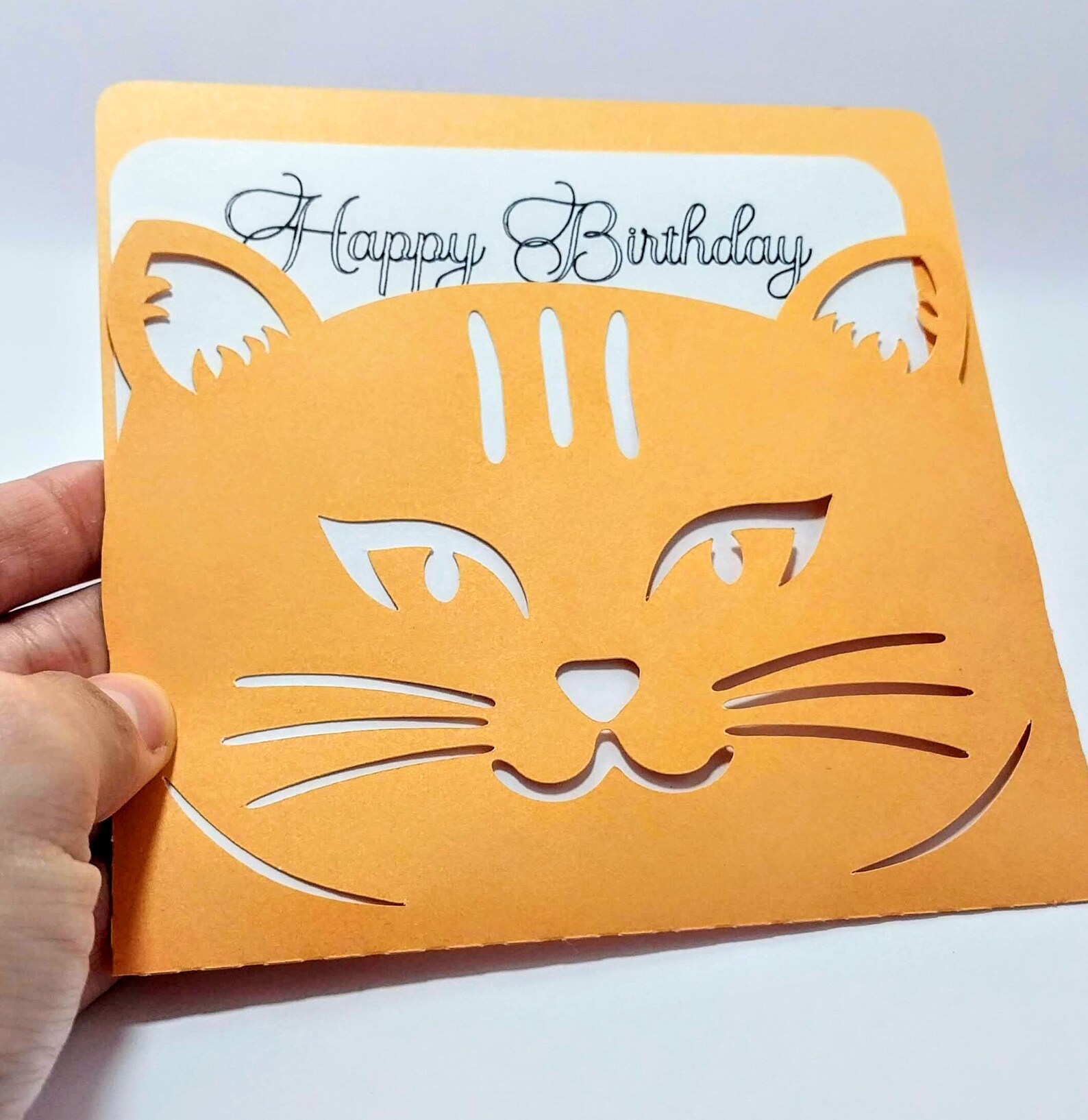 CAT CARD SVG Cat Birthday Card Svg Laser Cut Template Cricut Svg Cat ...