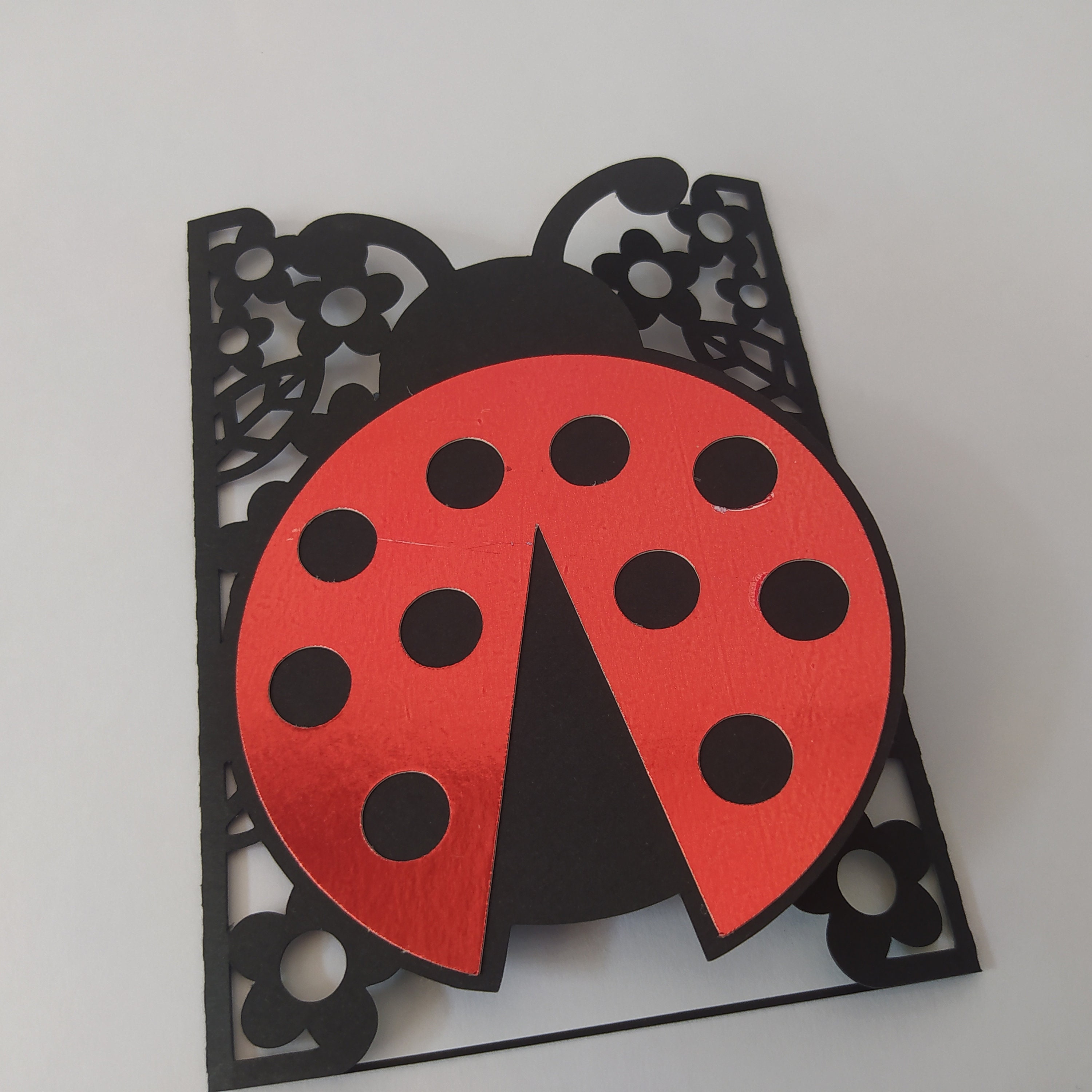 LADYBUG SVG Cut File Gate Fold Card Layered Ladybug Birthday Flower ...