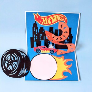 3D Hot Car Wheels POP-UP CARD Svg Speedway Svg Laser Cut Template Race ...