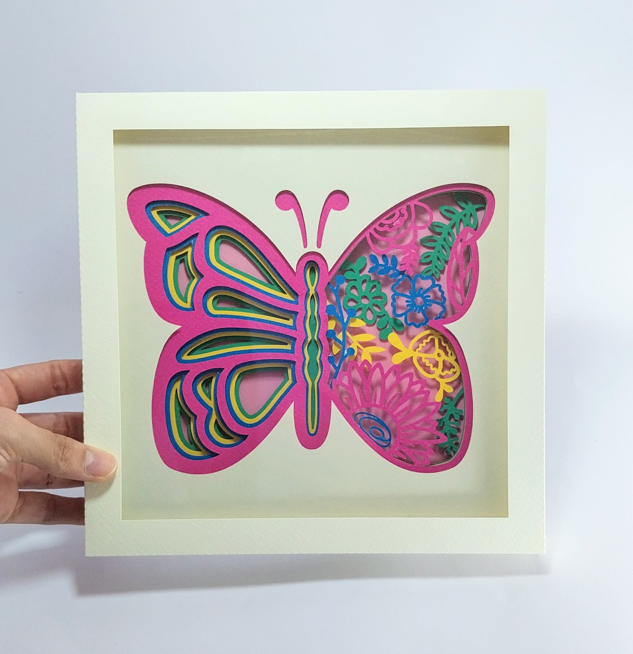 BUTTERFLY 3D SHADOW BOX Svg Floral Papercut Dxf Laser Cut Template ...