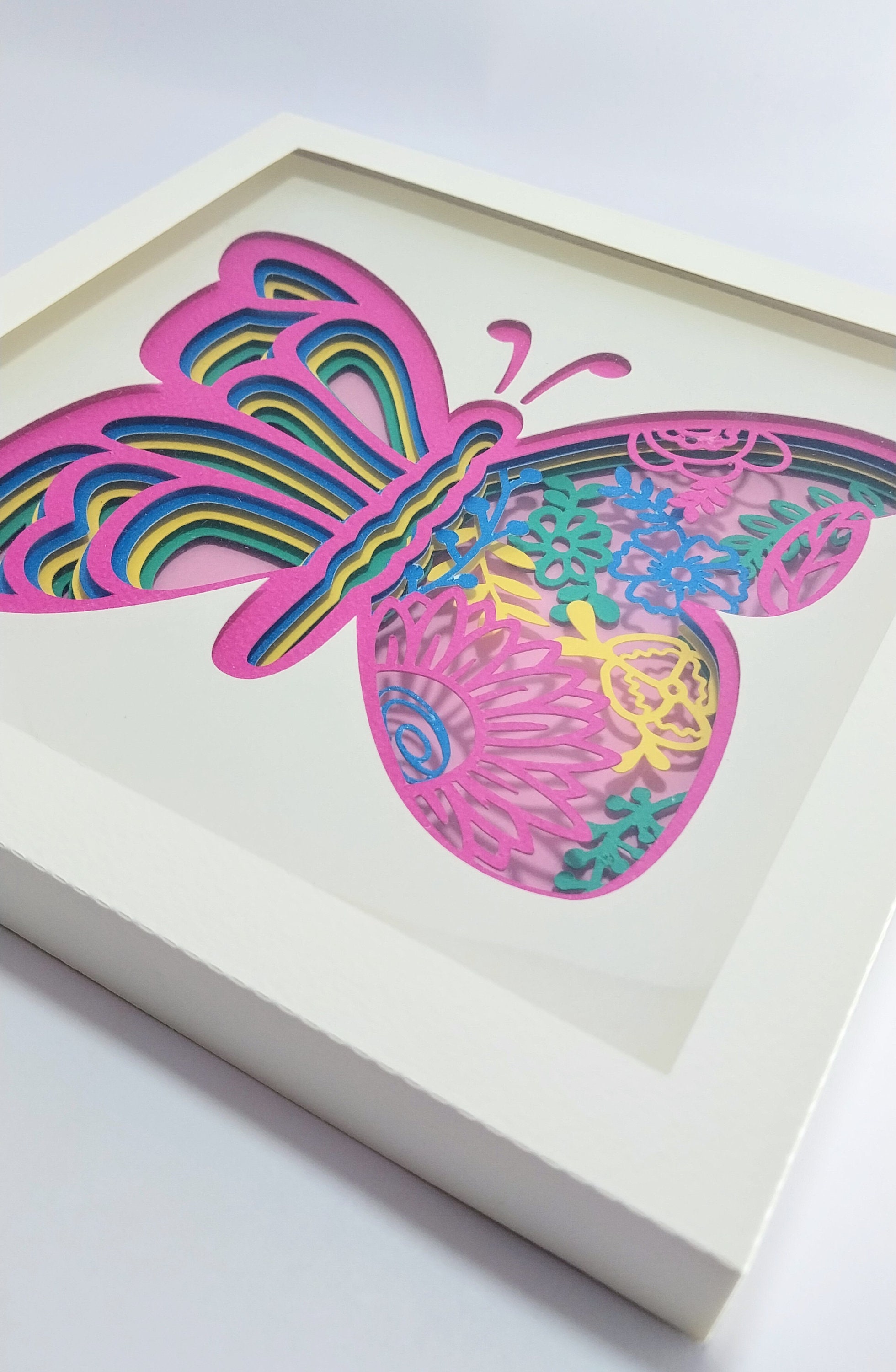 BUTTERFLY 3D SHADOW BOX Svg Floral Papercut Dxf Laser Cut Template ...
