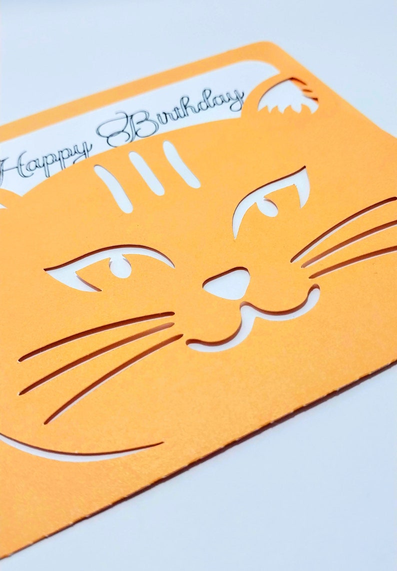 CAT CARD SVG Cat Birthday Card Svg Laser Cut Template Cricut - Etsy