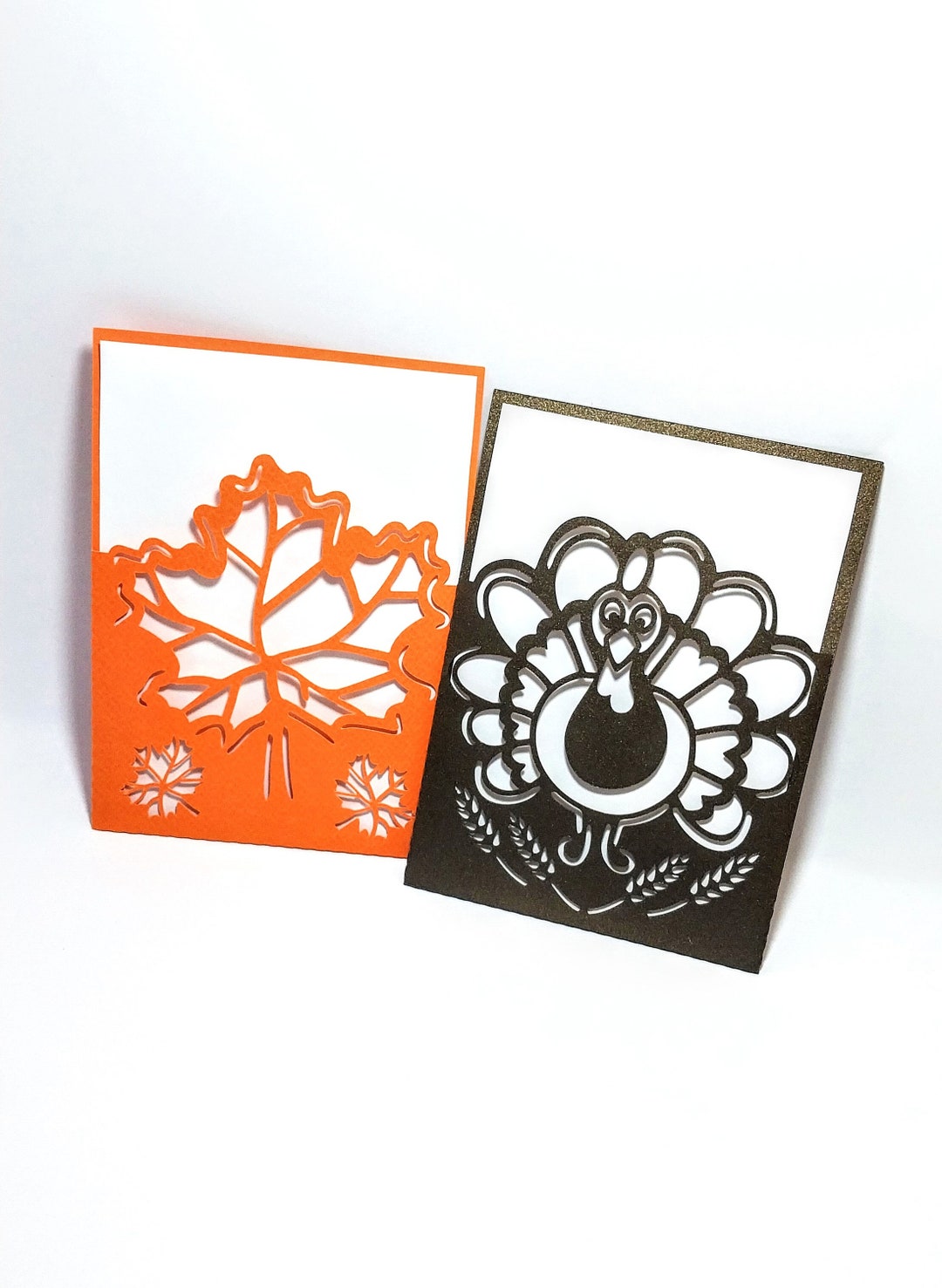 2SVG THANKSGIVING POCKET CARD Templates 5x7" Autumn Leaves Greetings ...
