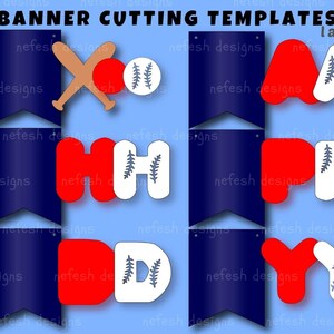 BASEBALL BANNERS SVG 10 Files Templates Layered Happy Birthday Decor ...