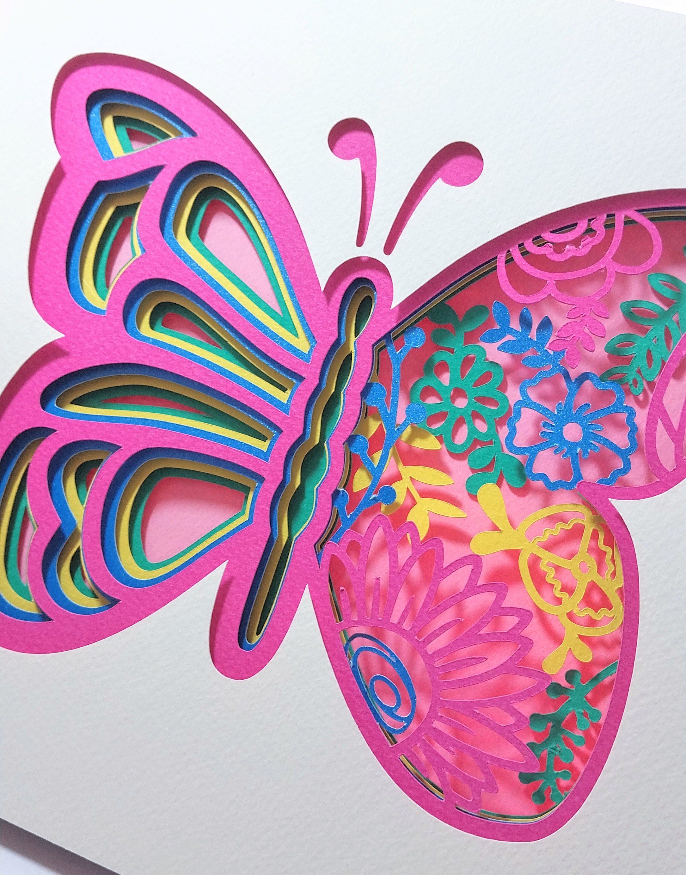 BUTTERFLY 3D SHADOW BOX Svg Floral Papercut Dxf Laser Cut Template ...