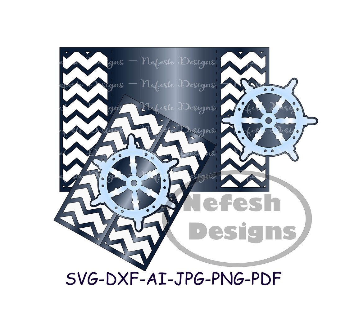 RUDDER SVG Laser Cut Template Invitation Card Dxf Wedding Invitation ...