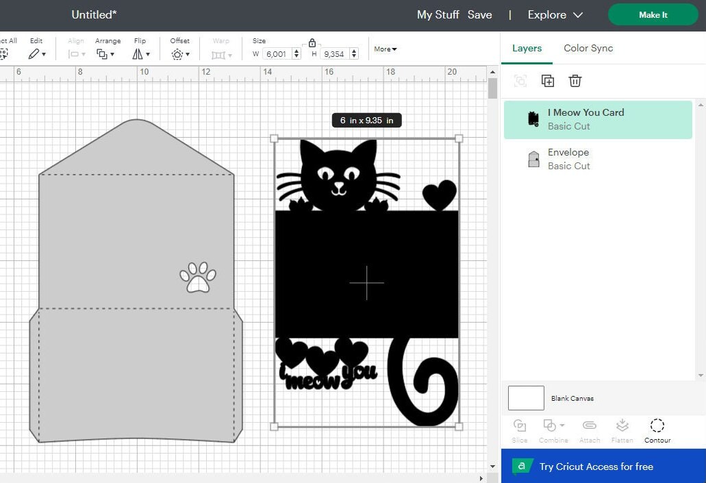 CAT CARD With Envelope SVG Cat Birthday Card Svg Lasercut - Etsy