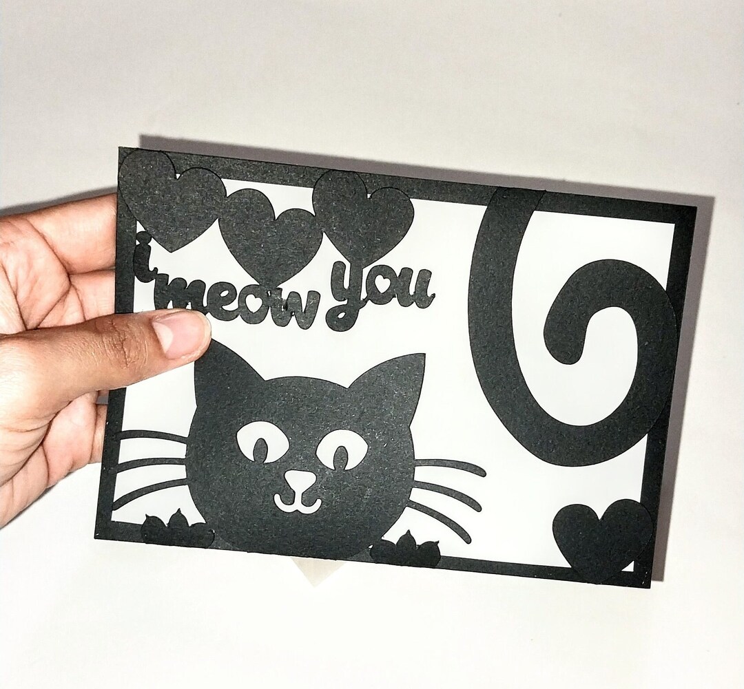 CAT CARD With Envelope SVG Cat Birthday Card Svg Lasercut Template ...