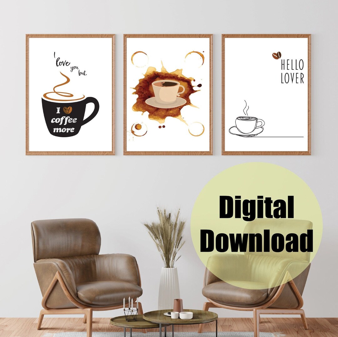 3 Coffee Prints, Coffee Posters, Coffee Wall Art, Coffee Gifts, Coffee ...