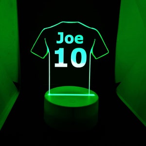 Personalised Football Shirt Night Light | Children's Light | Boys Night ...