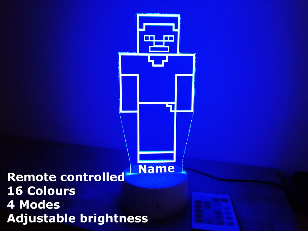 Personalised Minecraft Night Light Children's Light Kids Bedroom Boys ...