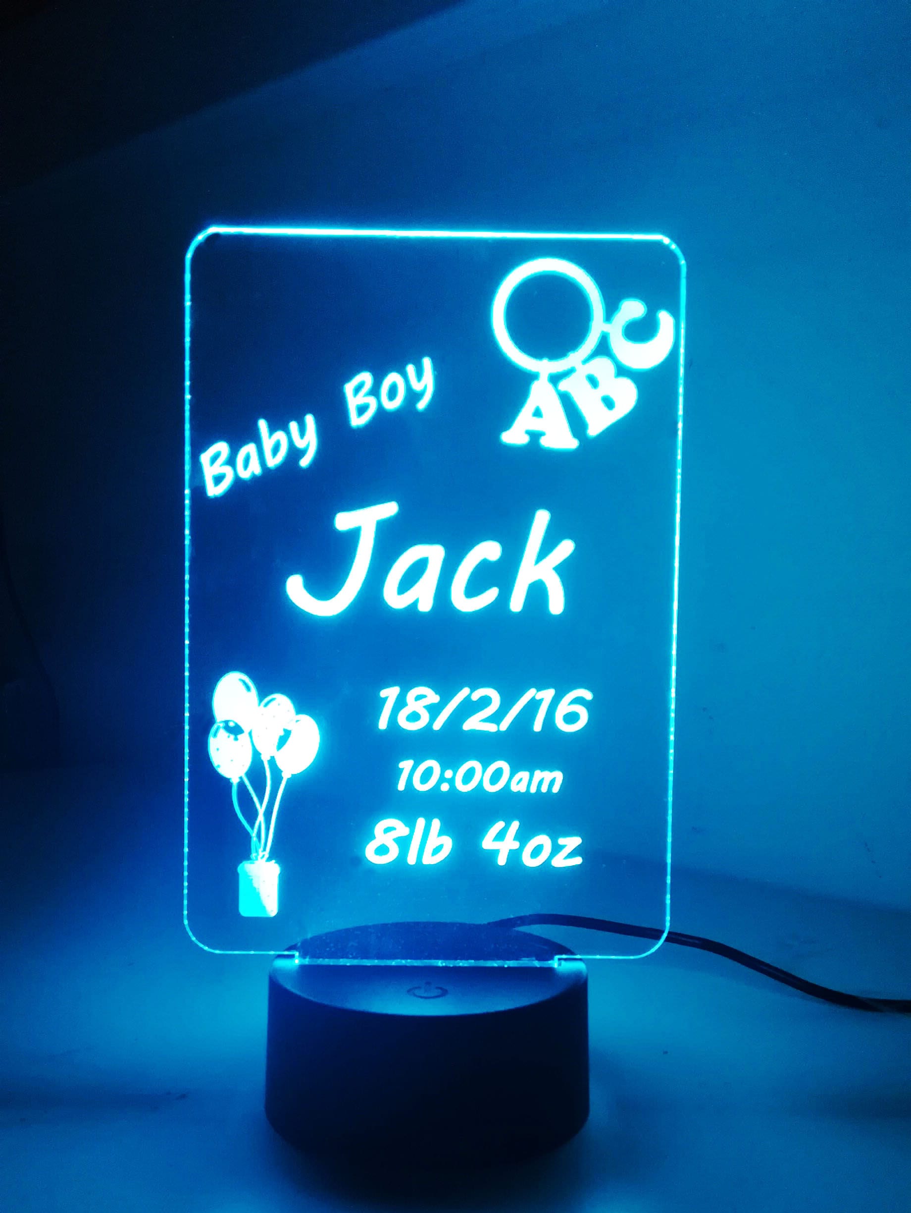 Personalised New Born Baby Night Light Boys Light Baby - Etsy UK