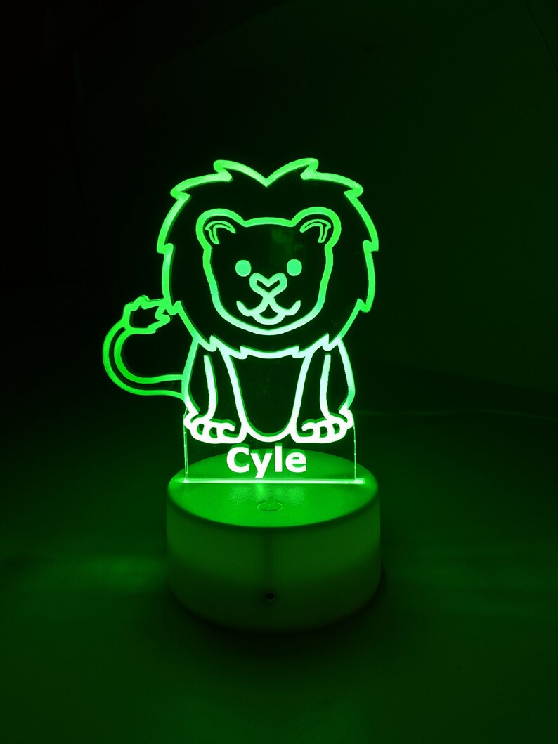 Personalised Animal Night Light |lion | Children's Light | Kids Bedroom ...