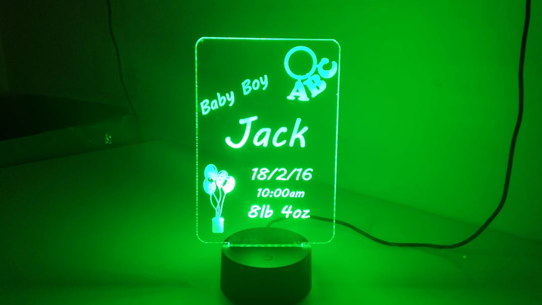 Personalised New Born Baby Night Light | Boys Light | Baby Light | Baby ...