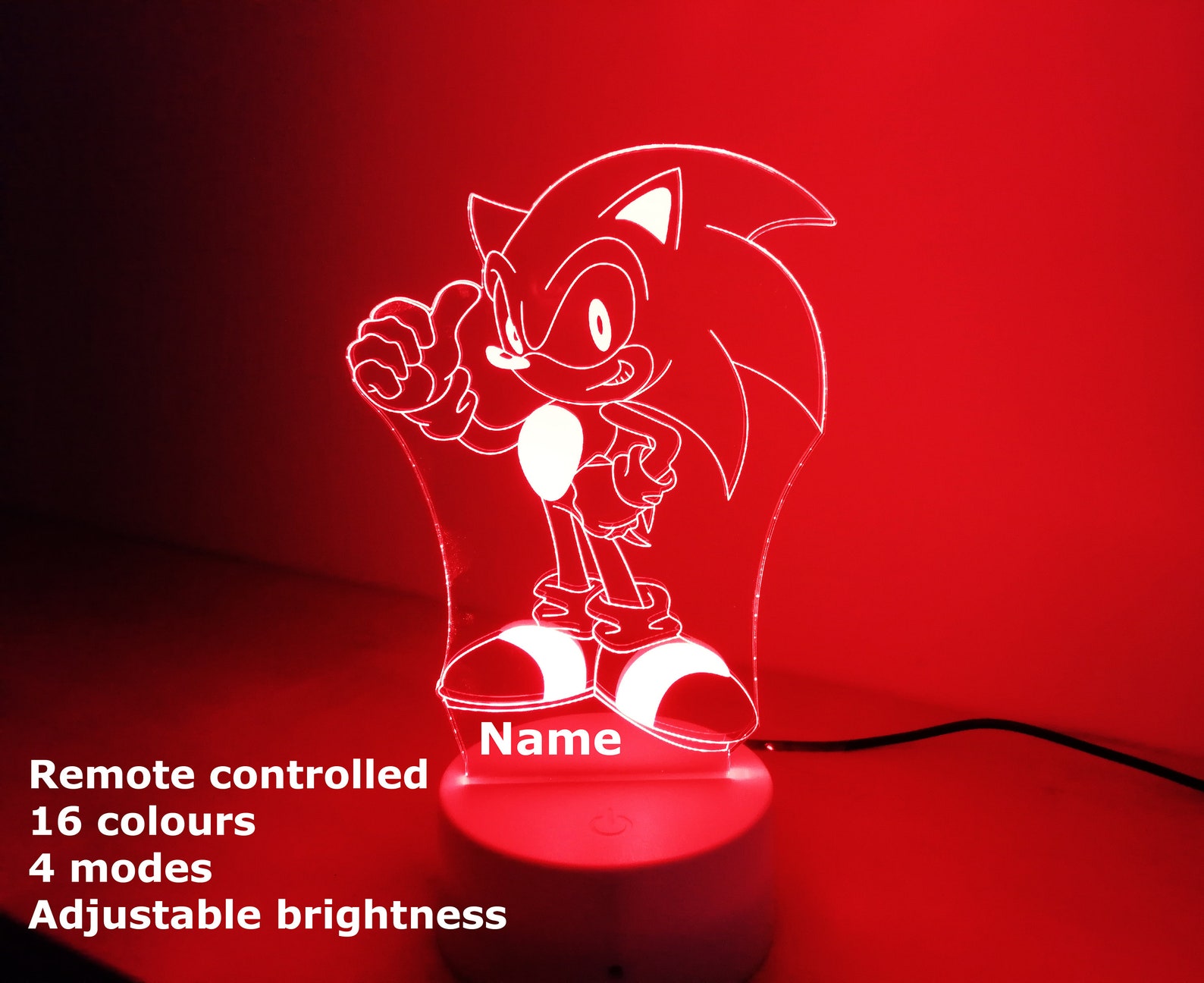 Personalised Sonic Night Light Sonic Hedgehog Kids Bedroom | Etsy UK