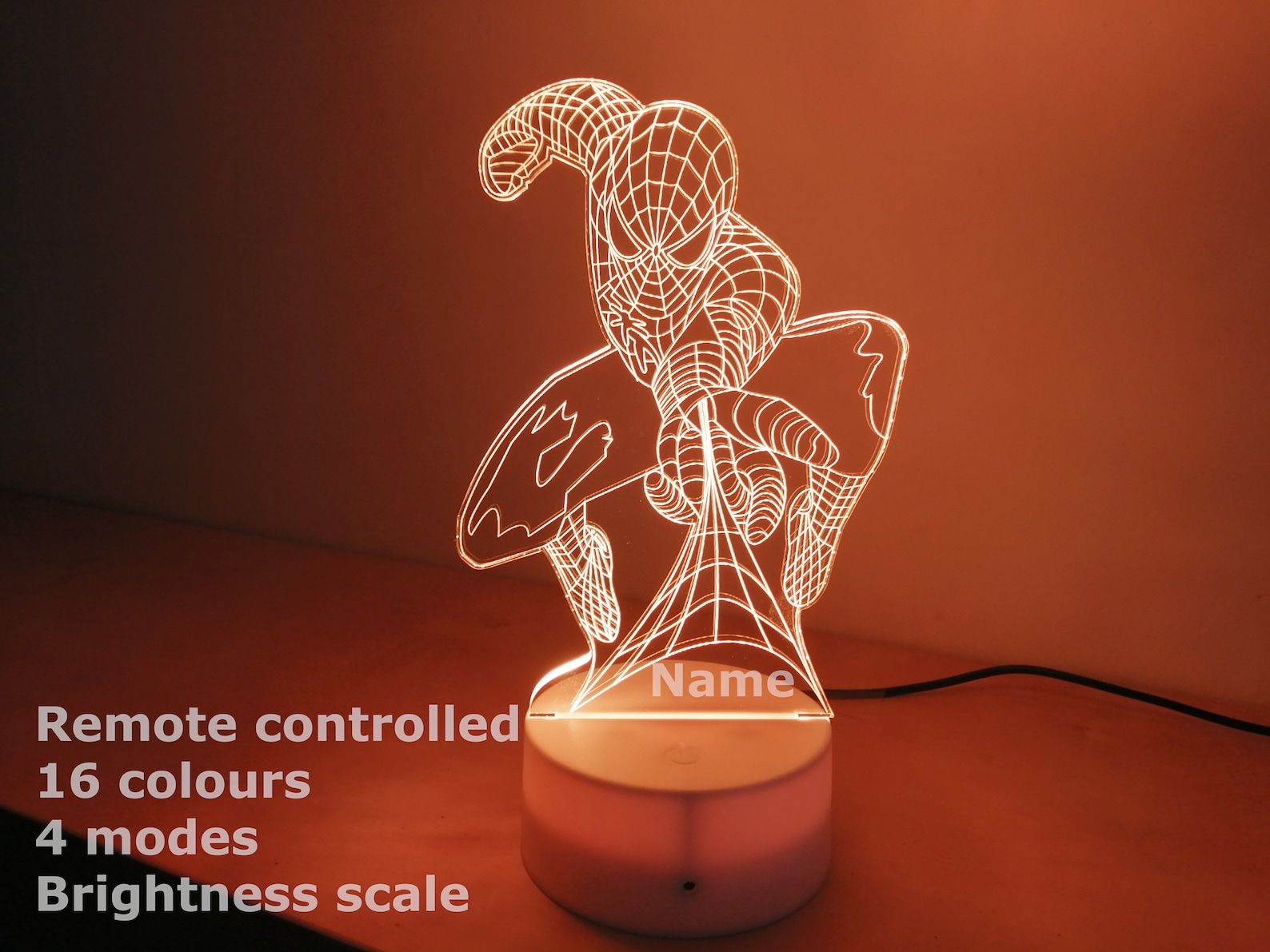 Personalised Spiderman Night Light | Children's Light | Kids Bedroom ...