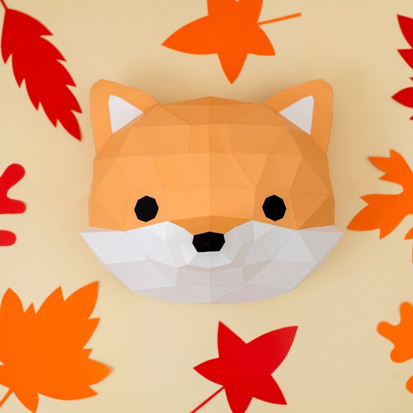 Fox Head Papercraft Template - Etsy