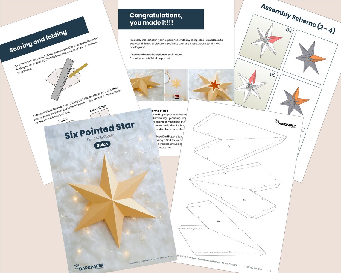 Star Template, Star Papercraft, Papercraft Christmas, Christmas Star ...