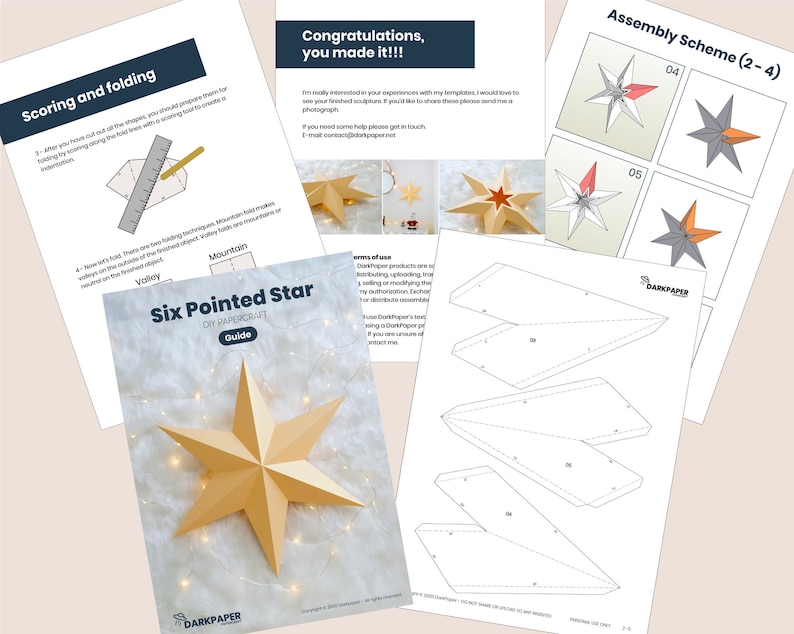 Star Template, Star Papercraft, Papercraft Christmas, Christmas Star ...