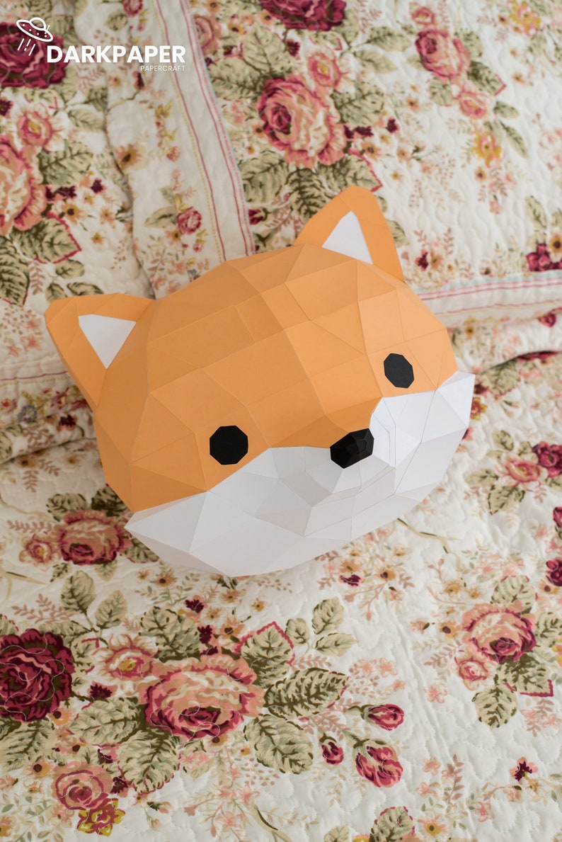 Papercraft Fox Head, Cartoon Fox Head Template, Fox Head Trophy ...
