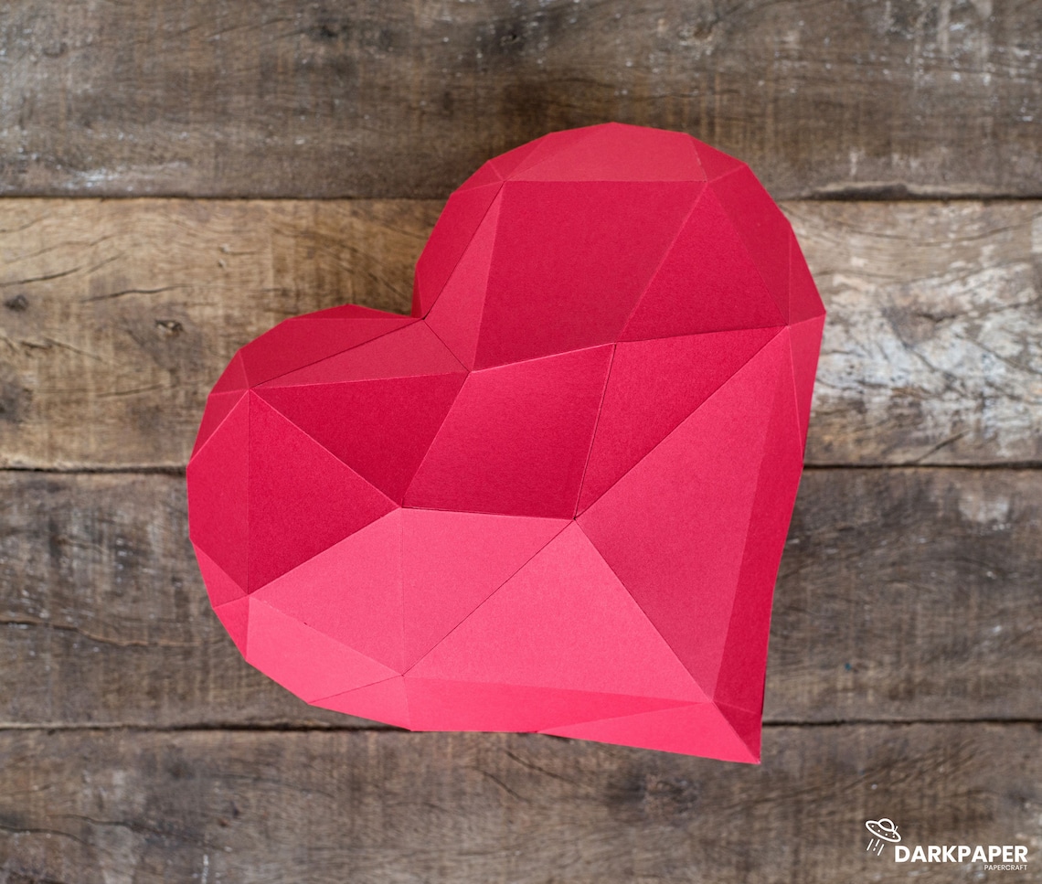 Papercraft Heart Low Poly Heart DIY Valentine's Day DIY - Etsy