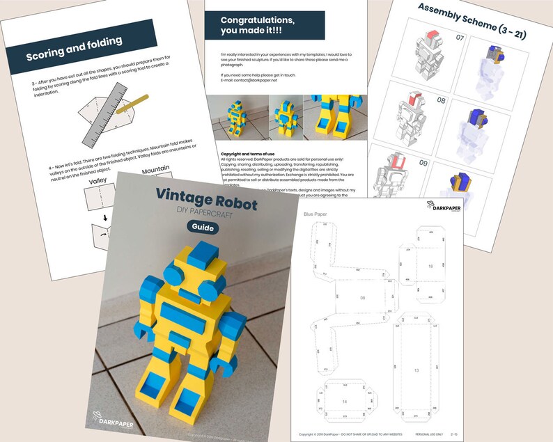 Vintage Robot Papercraft Template, DIY Papercraft, Low Poly, DIY Robot ...