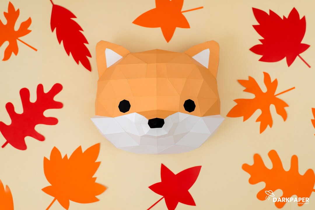 Papercraft Fox Head, Cartoon Fox Head Template, Fox Head Trophy ...