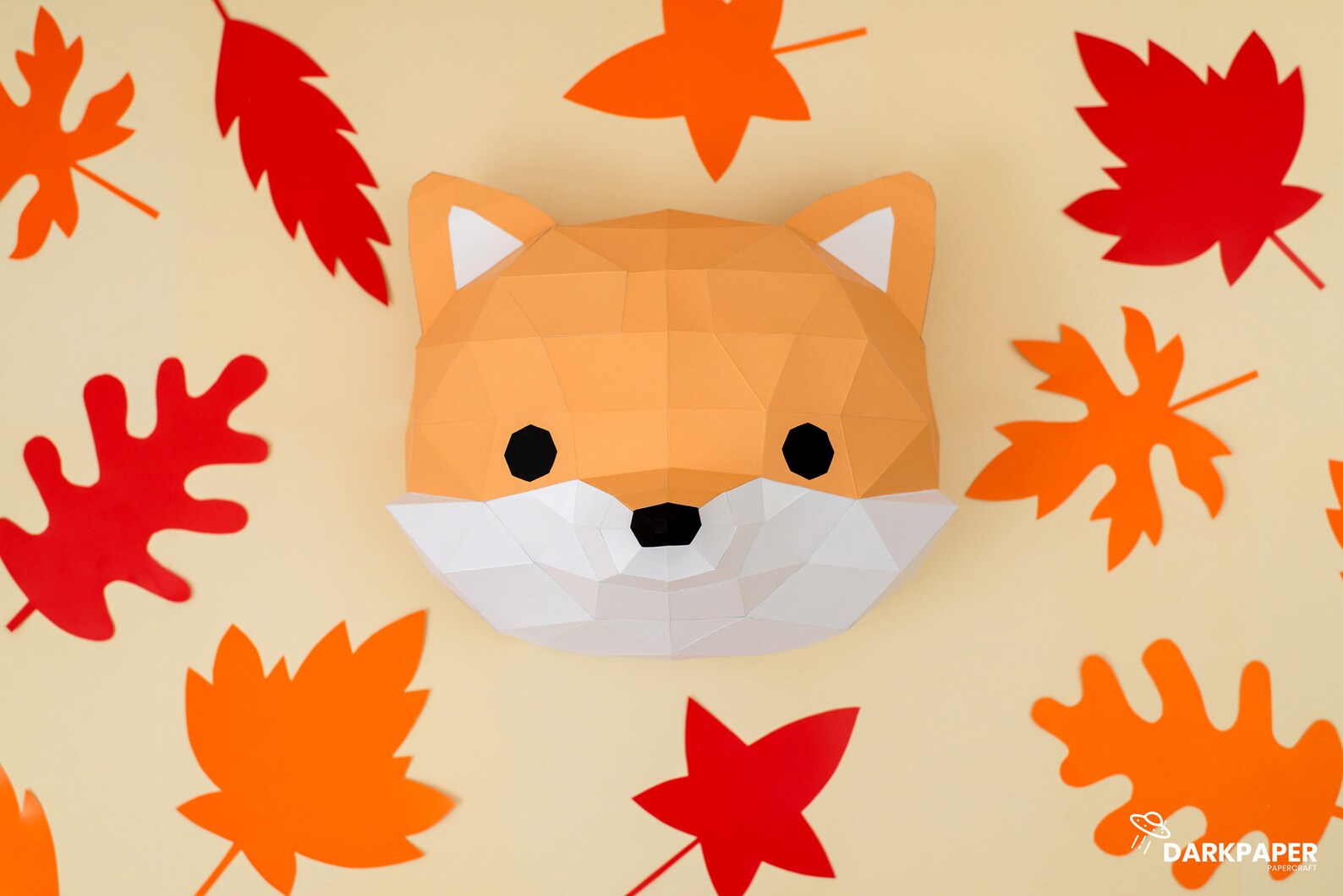 Papercraft Fox Head, Cartoon Fox Head Template, Fox Head Trophy ...