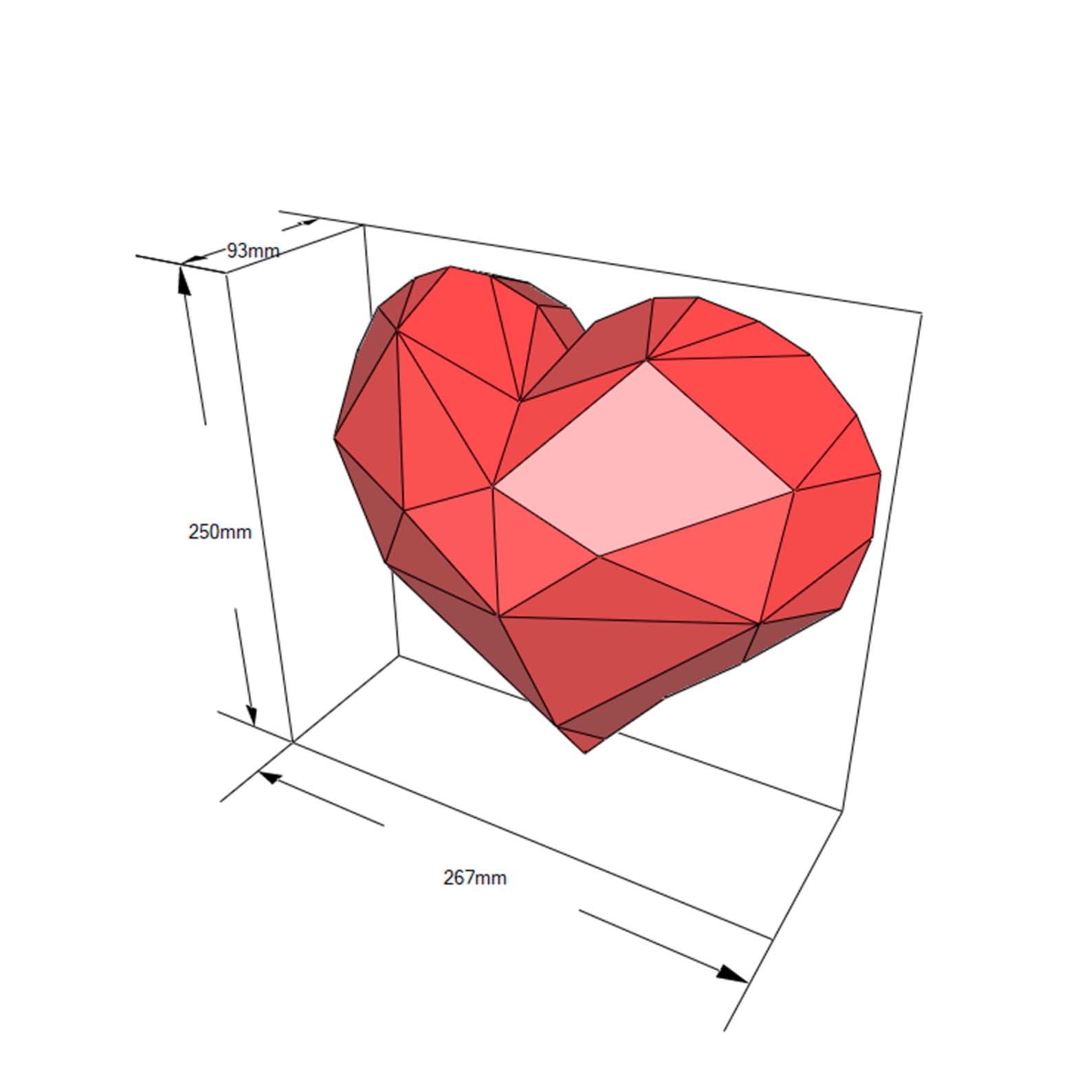 Heart Wall Decor Papercraft Heart Low Poly Heart DIY - Etsy