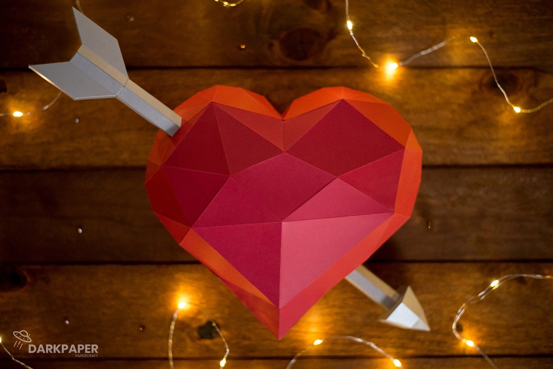 Papercraft Heart with Arrow papercraft heart papercraft | Etsy