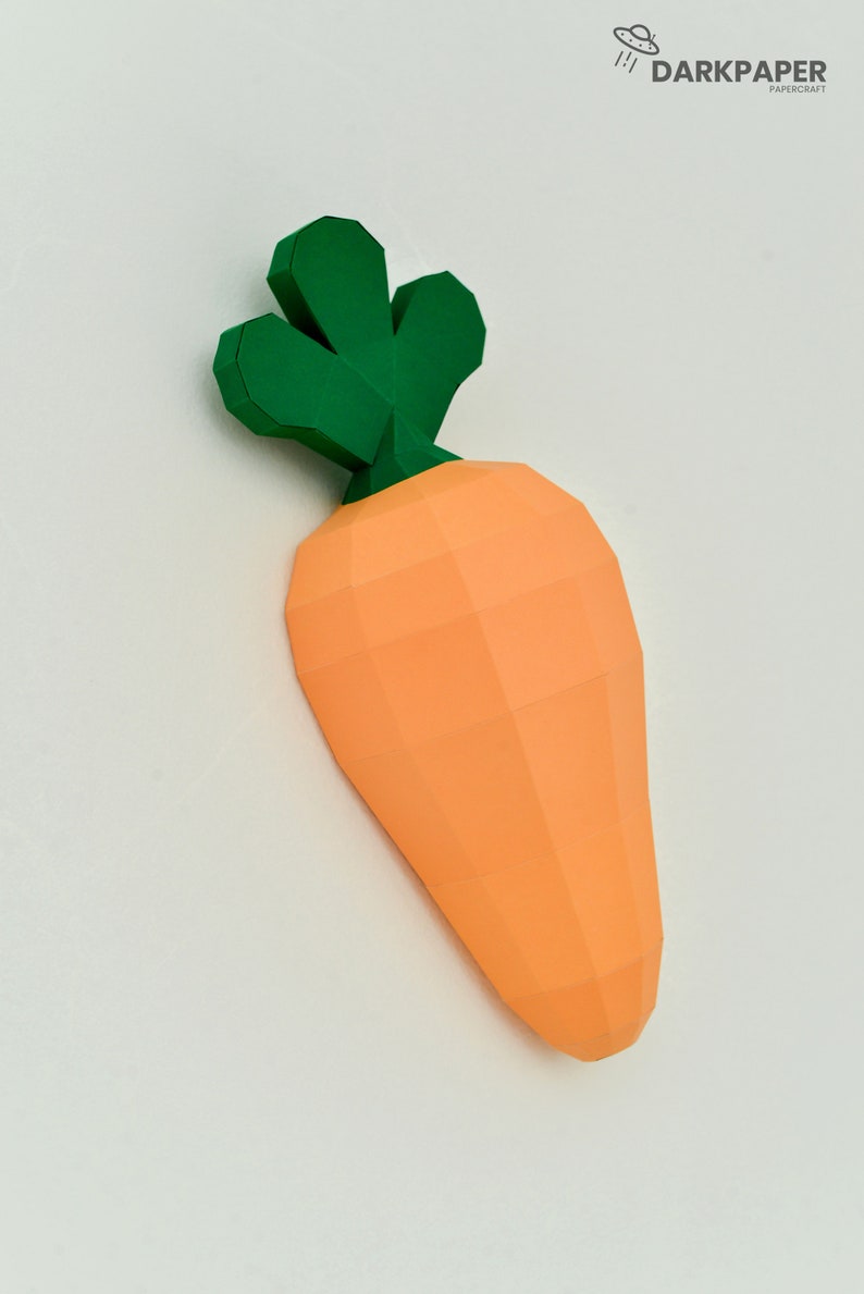 Wall Carrot Bunny Low Poly Carrot Easter Papercraft | Etsy