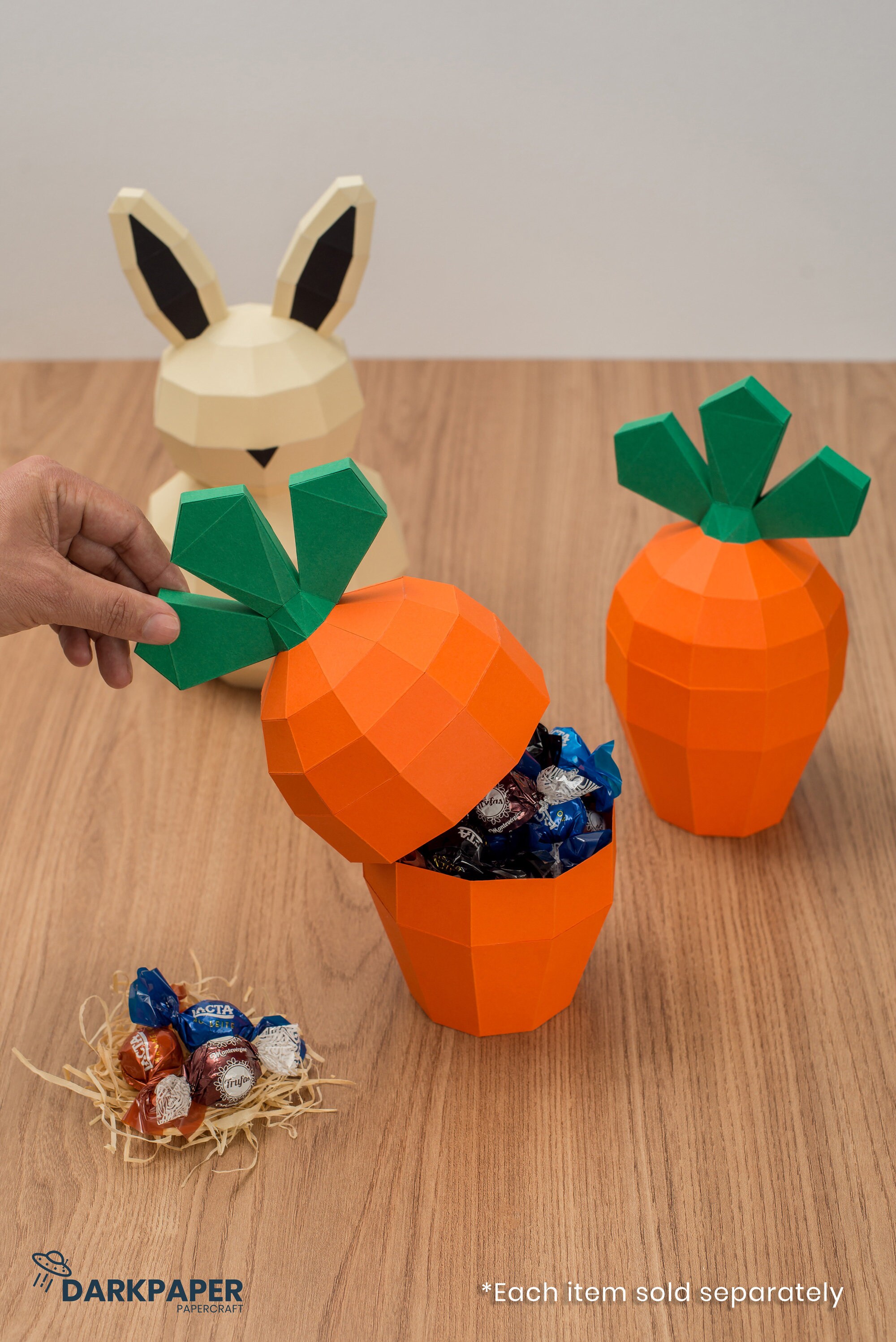 Carrot Gift Box Low Poly Carrot Easter Papercraft Carrot - Etsy