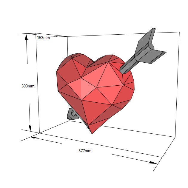 Papercraft Heart With Arrow, Papercraft Heart, Papercraft Heart Arrow ...