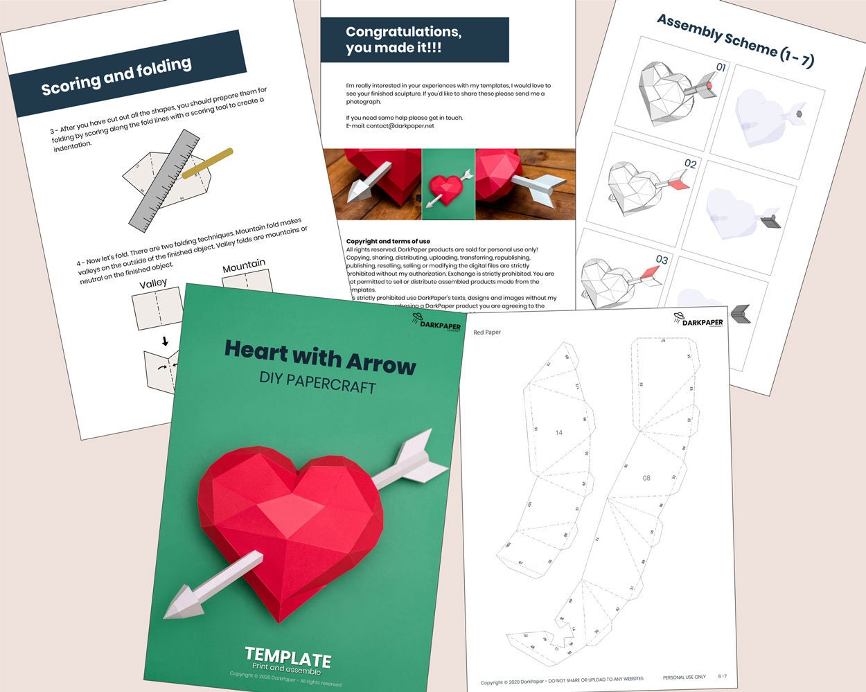 Papercraft Heart With Arrow Papercraft Heart Papercraft - Etsy Australia