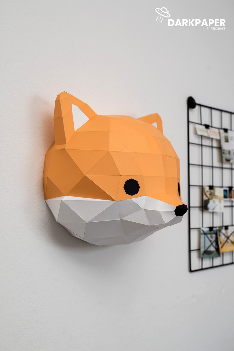 Papercraft Fox Head, Cartoon Fox Head Template, Fox Head Trophy ...