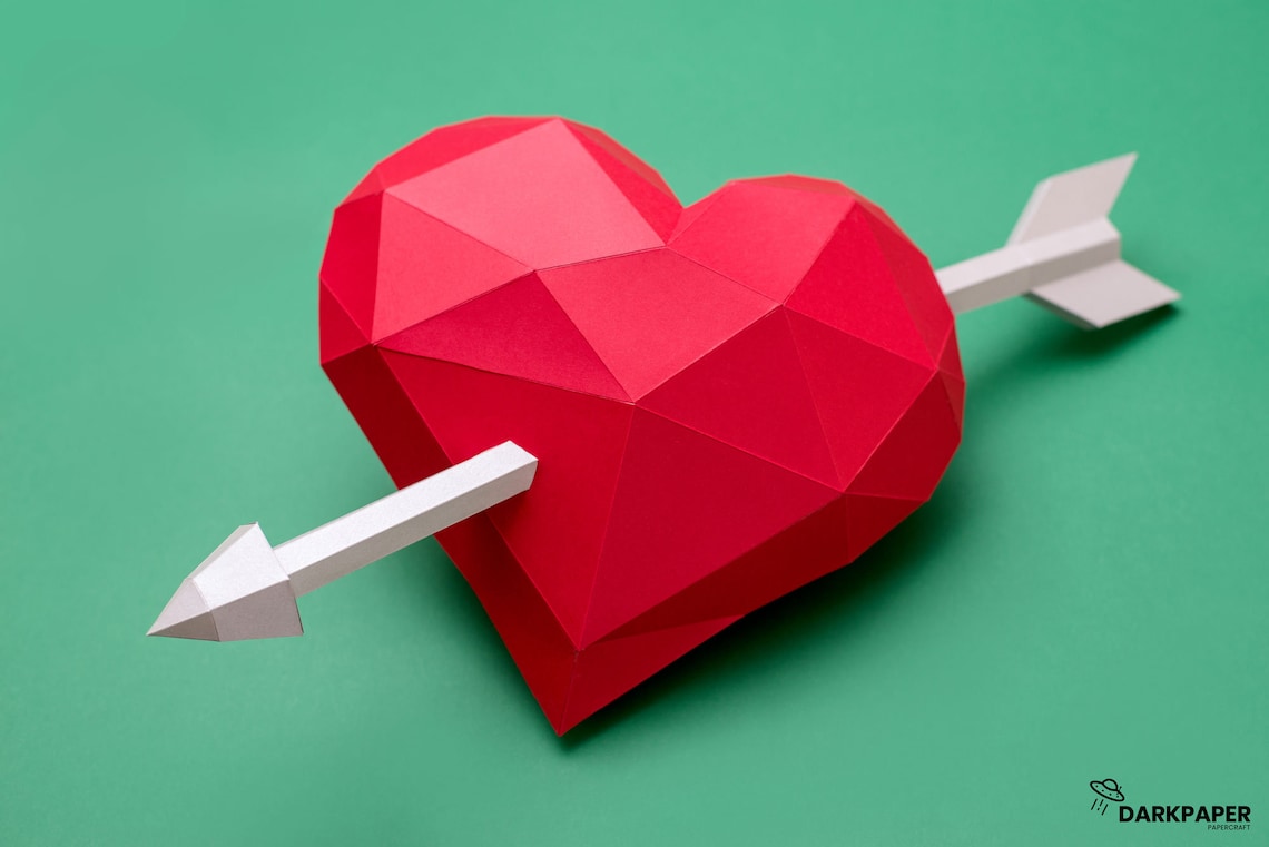Papercraft Heart with Arrow papercraft heart papercraft | Etsy