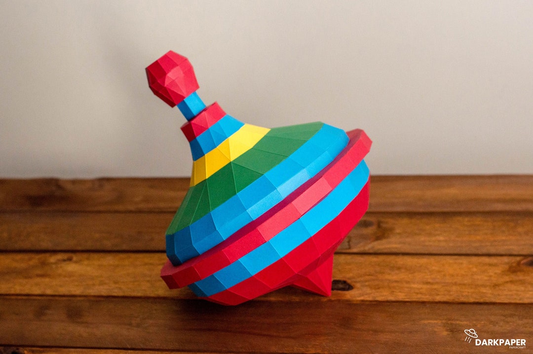 Vintage Spinning Top Papercraft Template, DIY Papercraft, Low Poly, DIY ...