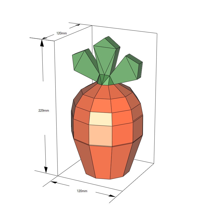 Carrot Gift Box Low Poly Carrot Easter Papercraft Carrot - Etsy