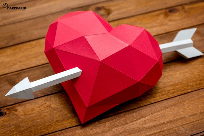 Papercraft Heart with Arrow papercraft heart papercraft | Etsy