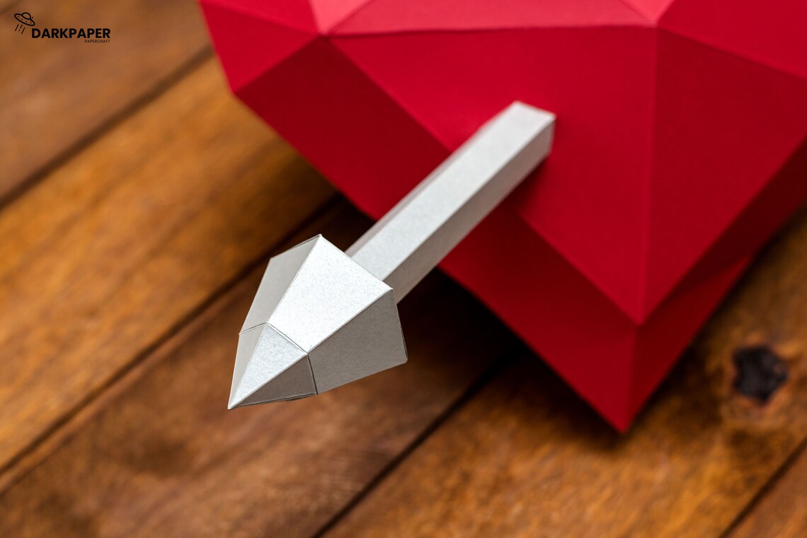 Papercraft Heart with Arrow papercraft heart papercraft | Etsy