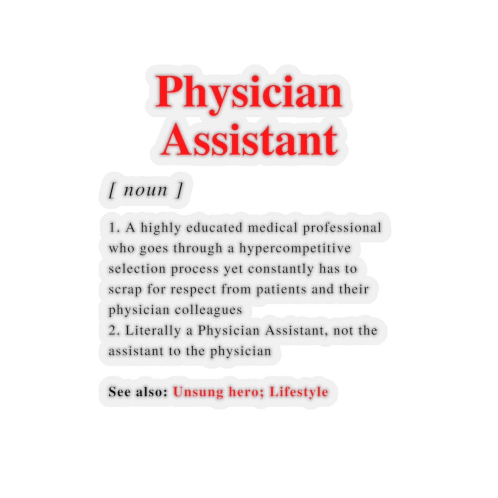 Physician Assistant Definition Sticker, PA Laptop, Gifts, PA Student ...