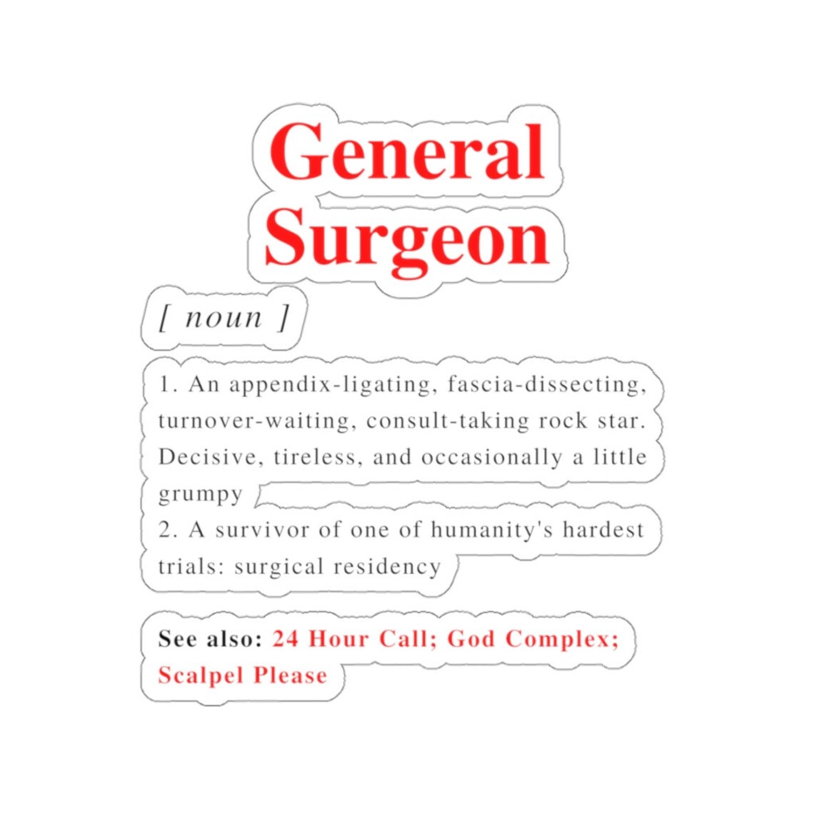 General Surgery Definition Sticker Surgeon Laptop Gifts for - Etsy