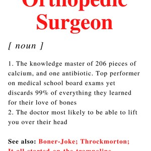 Orthopedic Surgeon Definition Sticker, Ortho Sticker, Gifts for Doctors ...